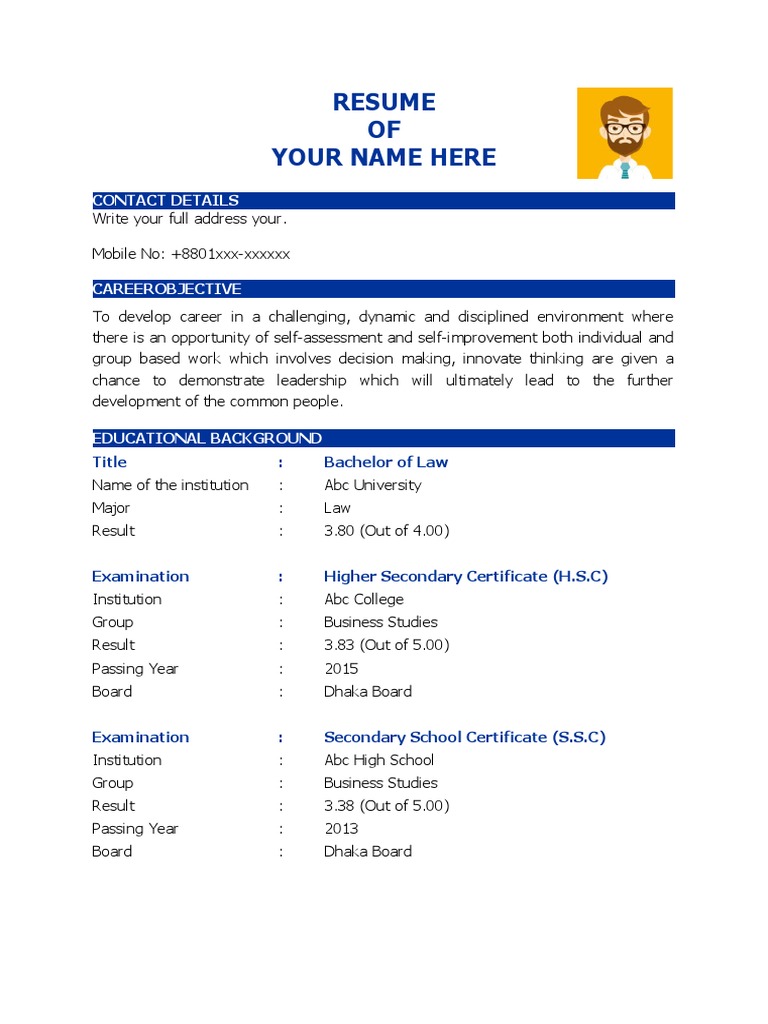 Law Graduate Resume with Experience | PDF | Communication | Cognitive ...