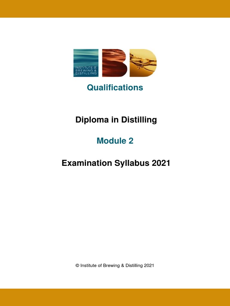 Diploma in Distilling Module 2 Syllabus 2021 PDF | PDF | Distillation | Gin