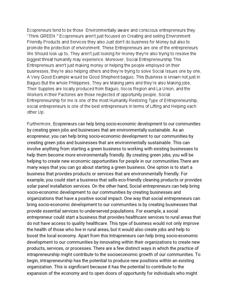 Reflection Paper | PDF | Entrepreneurship | Environmental Social Science