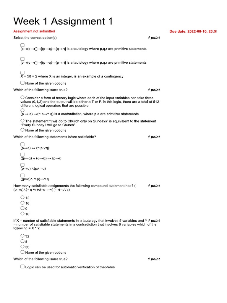 IIITB - Unit 2 - Week 1 Propositional Logic | PDF IIITB - Unit 2 - Week 1 Propositional Logic | PDF