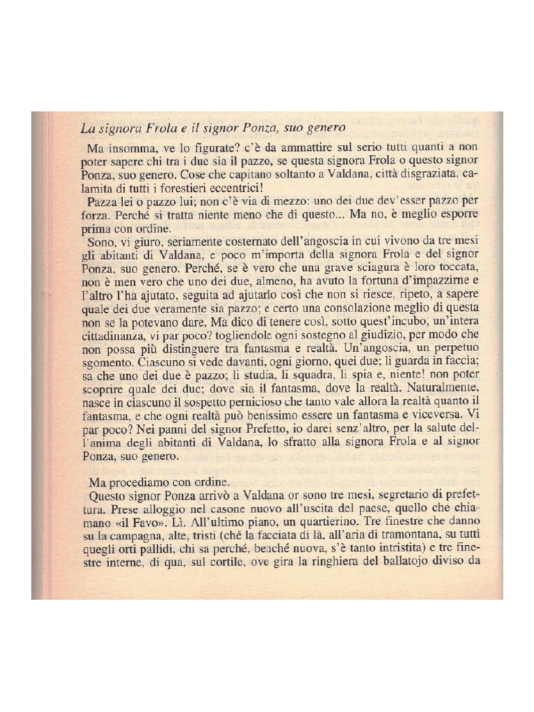 La Signora Frola e Il Signor Ponza Suo Genero | PDF