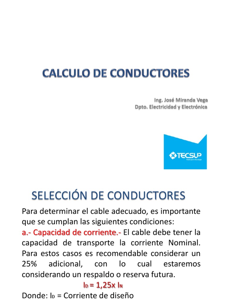 Tema #4 Calculo de Conductores | PDF | Corriente eléctrica | Energia ...