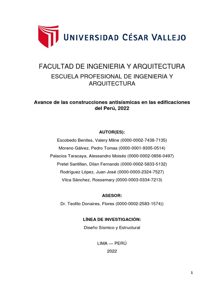 Avance de Las Construcciones Antisísmicas en Las Edificaciones Del Perú, 2022 (1) .PDF - GRUPO 7 ...