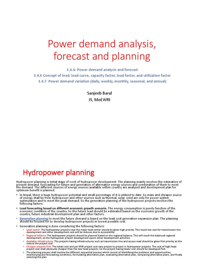 Power Demand Analysis, Forecast and Planning: Sanjeeb Baral JS, Moewri ...