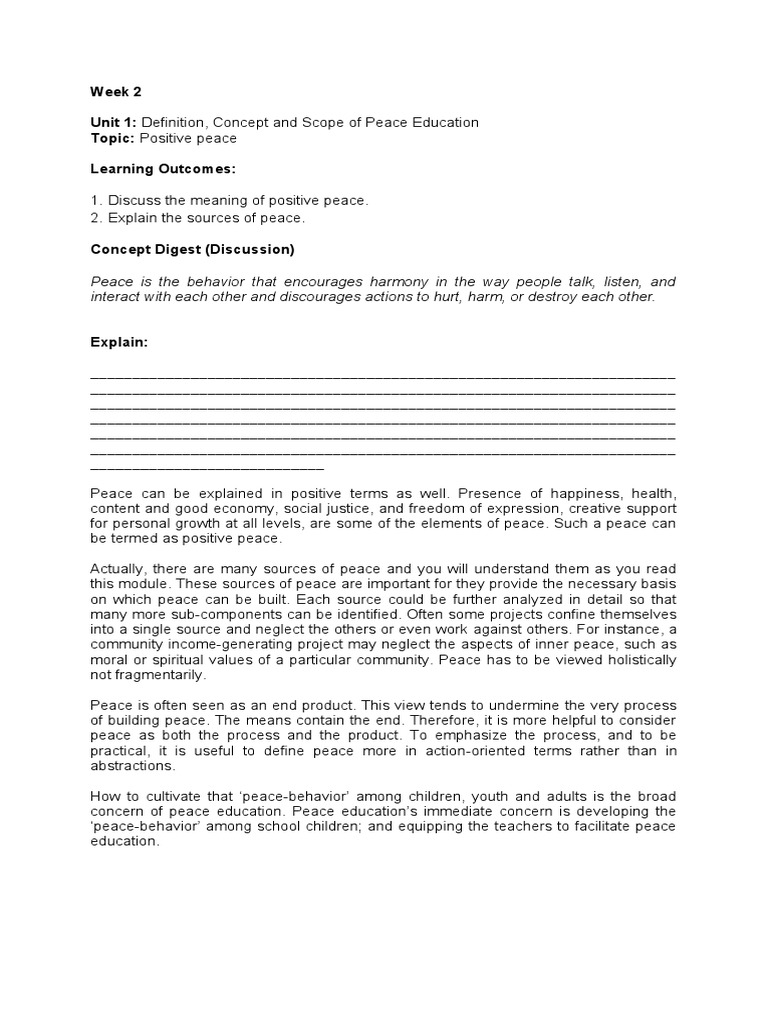 Understanding Positive Peace | PDF | Peace | Community