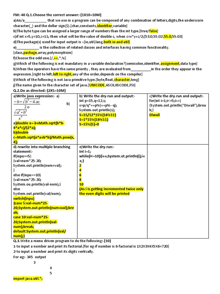 mcq-4,5,6 Java Dry-Run Programs Answers | PDF | Computer Engineering ... mcq-4,5,6 Java Dry-Run Programs Answers | PDF | Computer Engineering ...