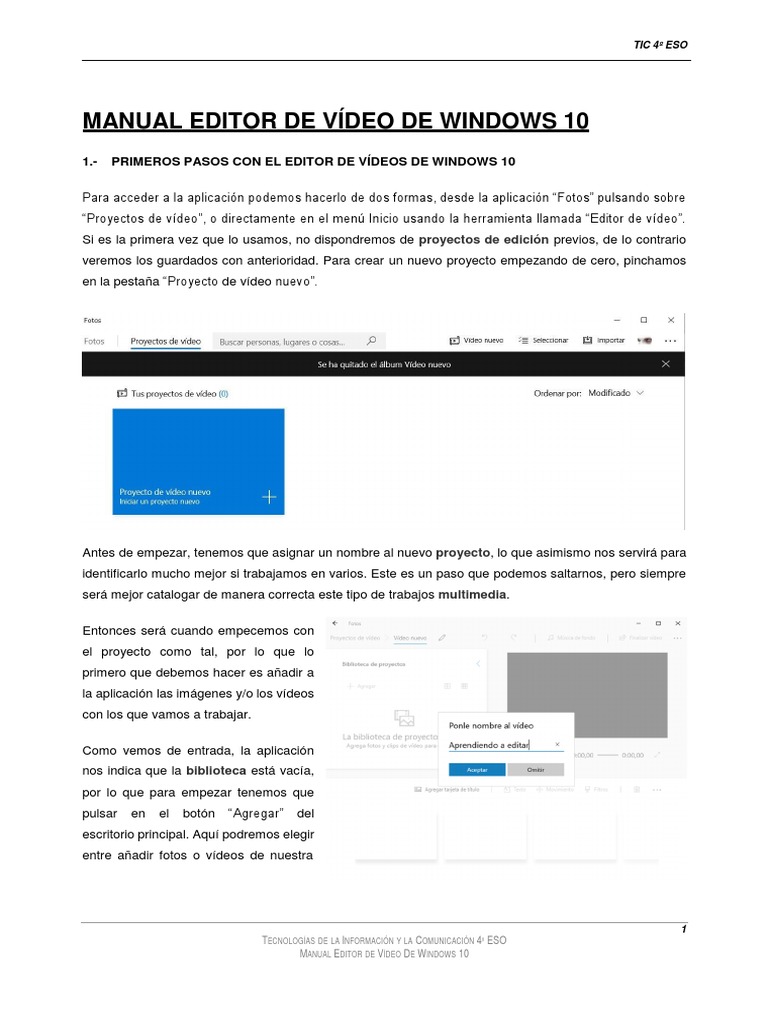 Manual Editor Video Windows 10 | PDF | Windows 10 | Archivo de computadora