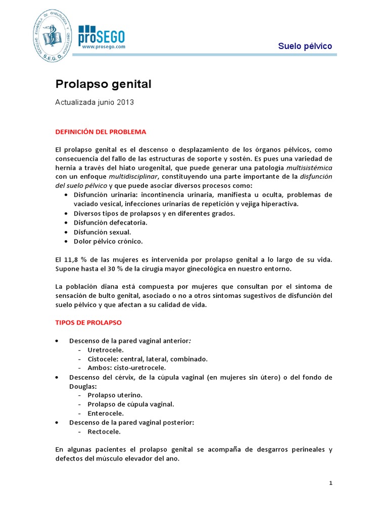 Prolapso Genital: Tipos y Tratamientos | PDF | Vagina | Cirugía