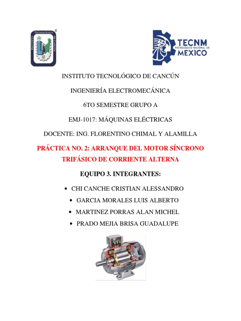 Práctica 2. Motores Sincronos | PDF | Motor eléctrico | Motores