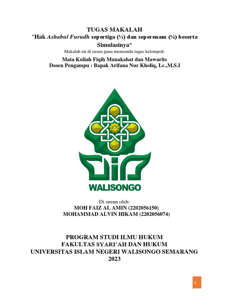 Hak Waris Ashabul Furudh ⅓ dan ⅙ | PDF