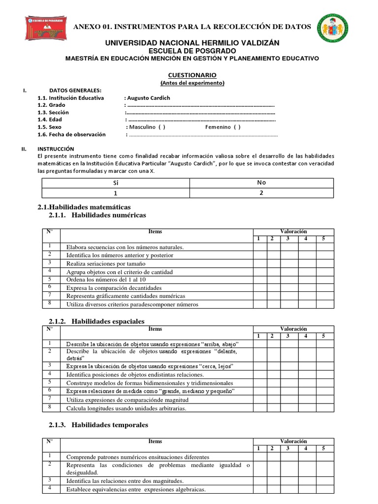 Instrumento y Ficha de Validación - Pineda Albornoz PDF | PDF | Fórmula ...