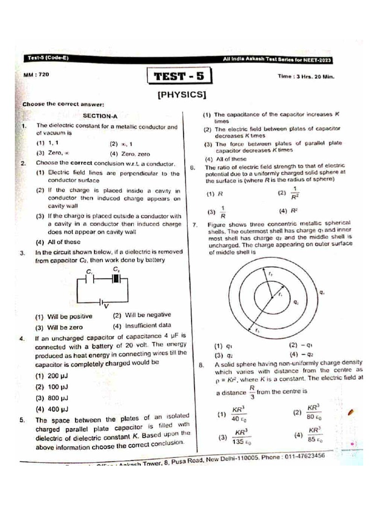 AIATS-05 (RM CODE-E) @DefeatNEET PDF | PDF