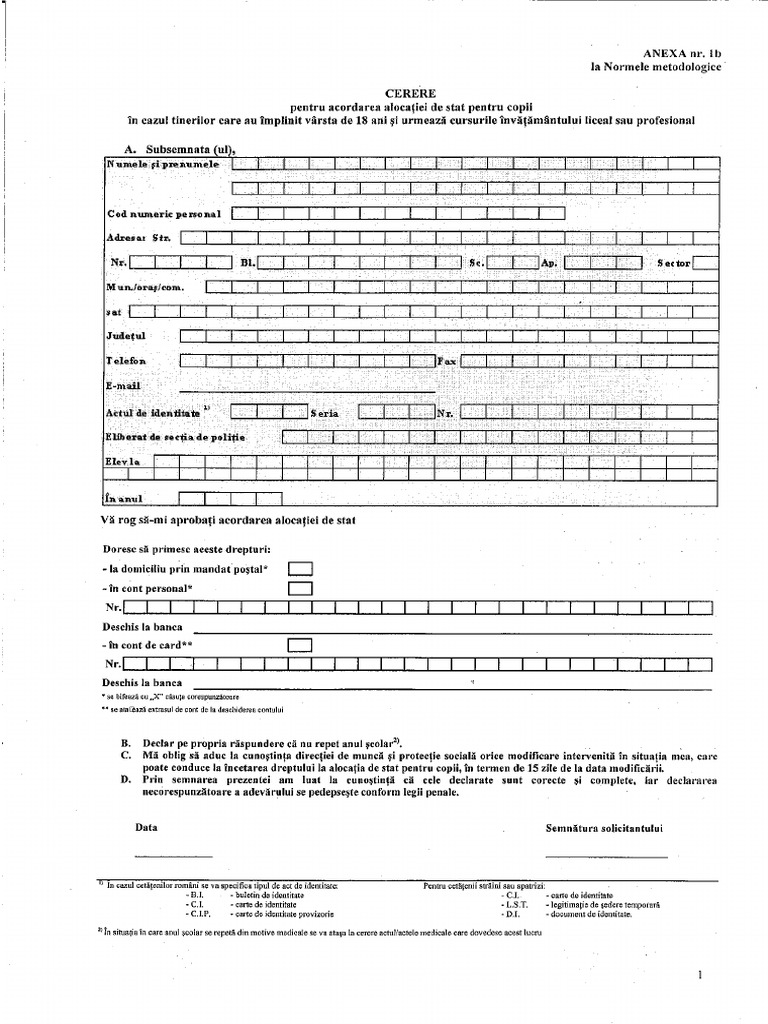 Cereri Tip Alocatie 18 Ani PDF | PDF