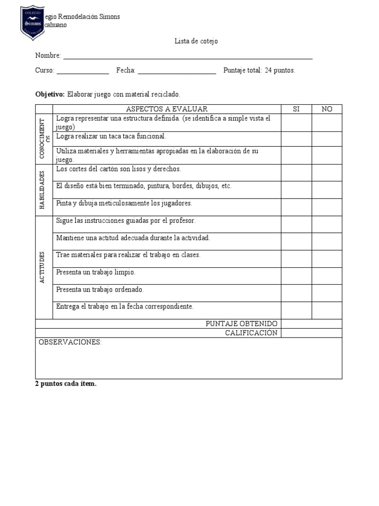 Pauta Taca Taca | PDF