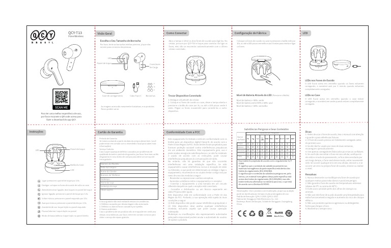 Qcy Brasil Manual T13® 2 PDF | PDF