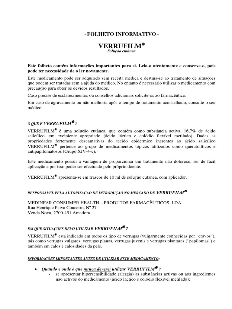 Folheto Informativo Verrufilm | PDF | Gravidez | Queimadura