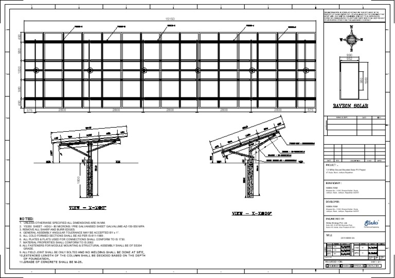 Engineering drawing layout for a 1.5 MW ground mounted solar ...