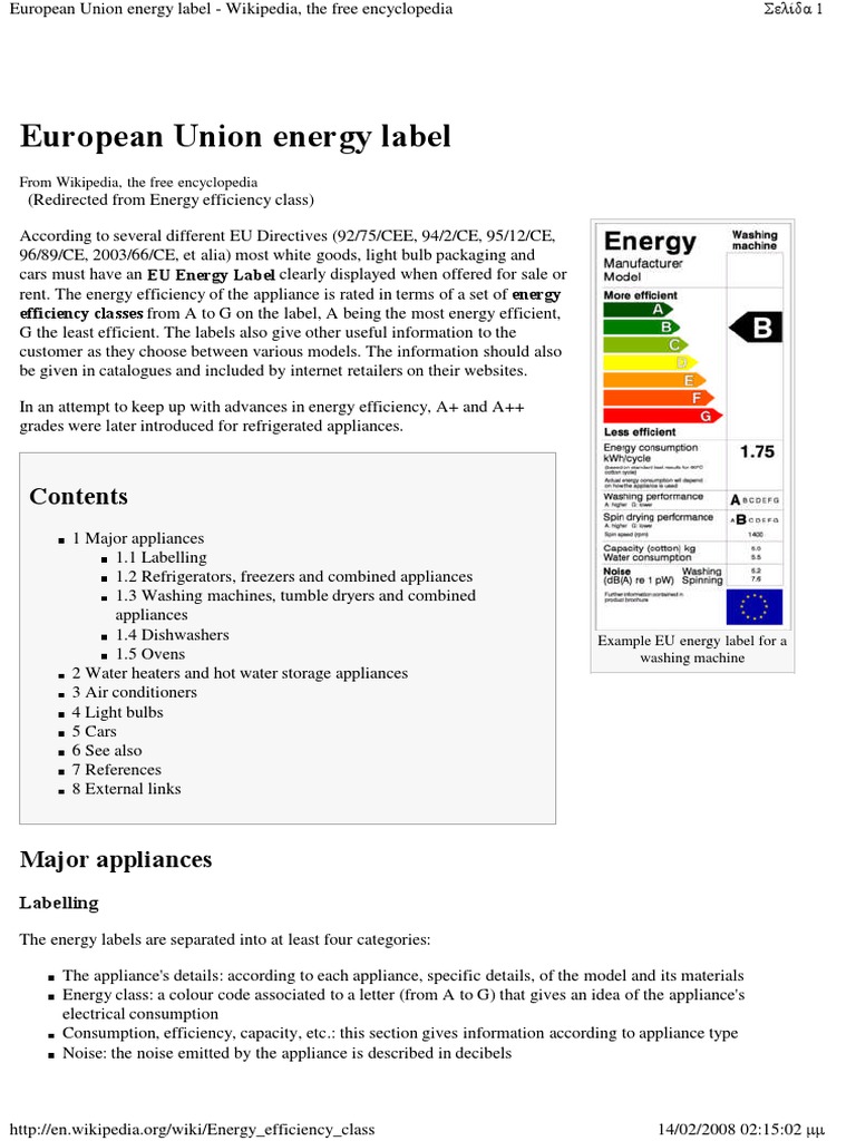 European Union Energy Label - Wikipedia, The Free Encyclopedia | PDF ...