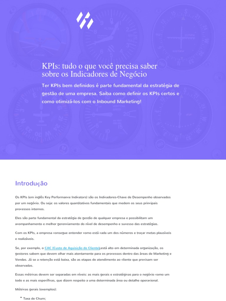 Kpis: Tudo O Que Você Precisa Saber Sobre Os Indicadores de Negócio | PDF | Indicador de ...