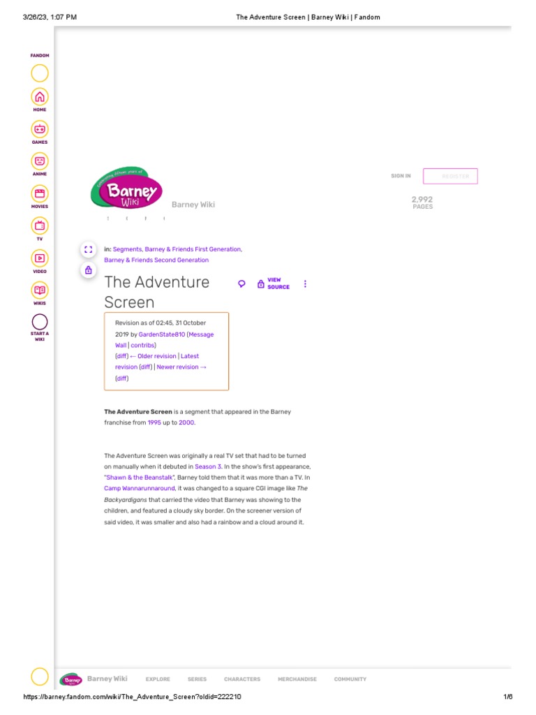 The Adventure Screen - Barney Wiki - Fandom | PDF | Fandom