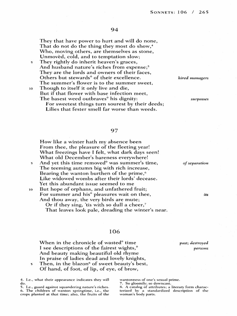Shakespeare Sonnet 97 | PDF
