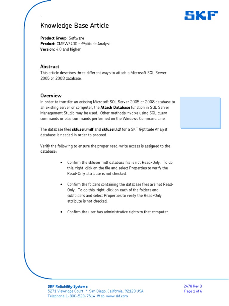 How To Attach A SQL Server Database (Using Skfuser - MDF File) | PDF ... How To Attach A SQL Server Database (Using Skfuser - MDF File) | PDF ...