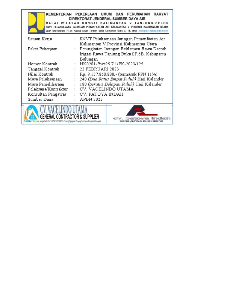 PAPAN NAMA PROYEK | PDF