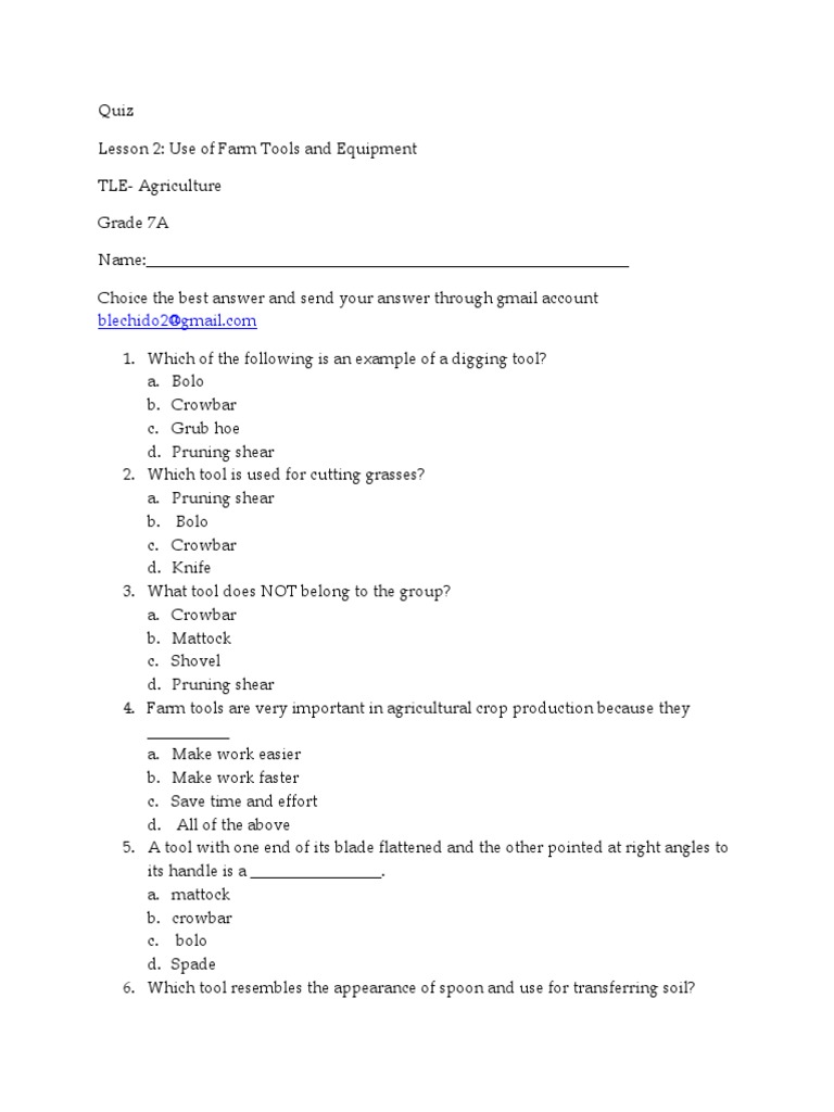 Lesson 2 QUIZ | PDF | Home & Garden