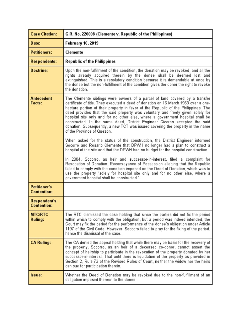 Clemente v. Republic of The Philippines | PDF | Mortgage Law | Property