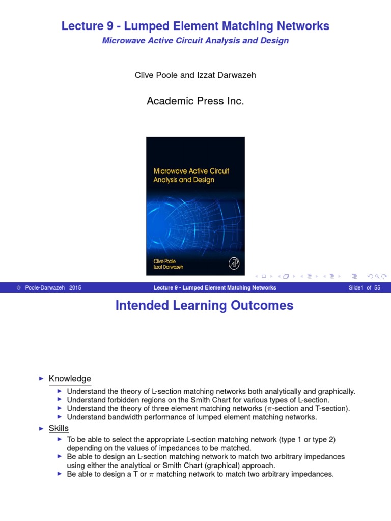 Lecture 9 Lumped Element Matching Networks PDF | PDF | Low Pass Filter | Metrology