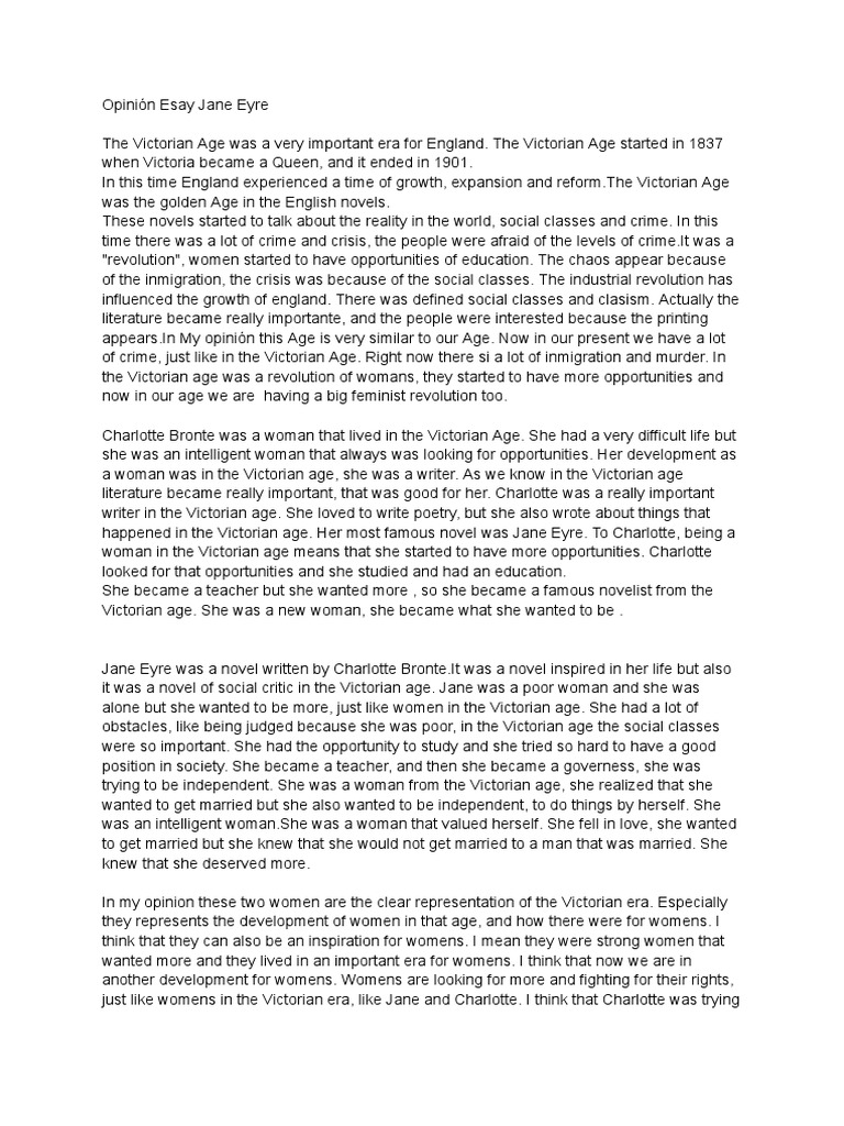 Jane Eyre Essay | PDF | Charlotte Brontë