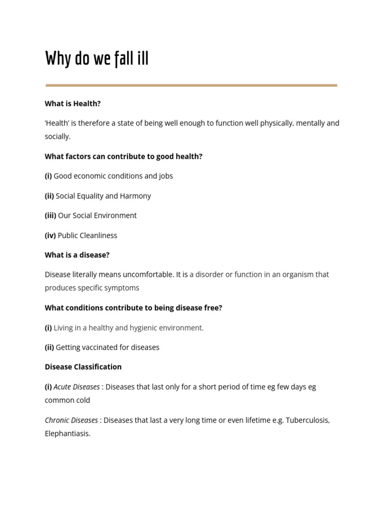 Notes-Science-Why Do We Fall Ill | PDF