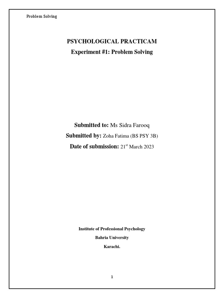 Practicum Problem Solving Report Final PDF | PDF | Thought | Decision ...
