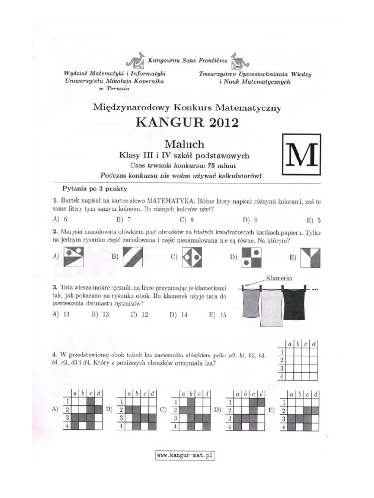Kangur Maluch Zestaw 2012 | PDF