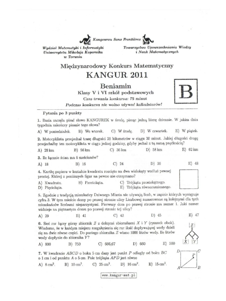 Kangur Beniamin Zestaw 2011 | PDF