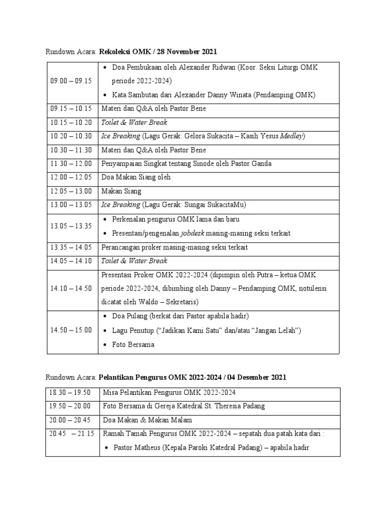 Rundown Acara | PDF