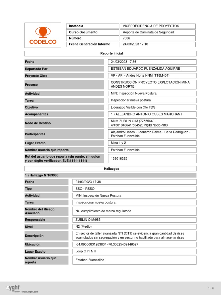 Caminata de Seguridad 7306 | PDF Caminata de Seguridad 7306 | PDF