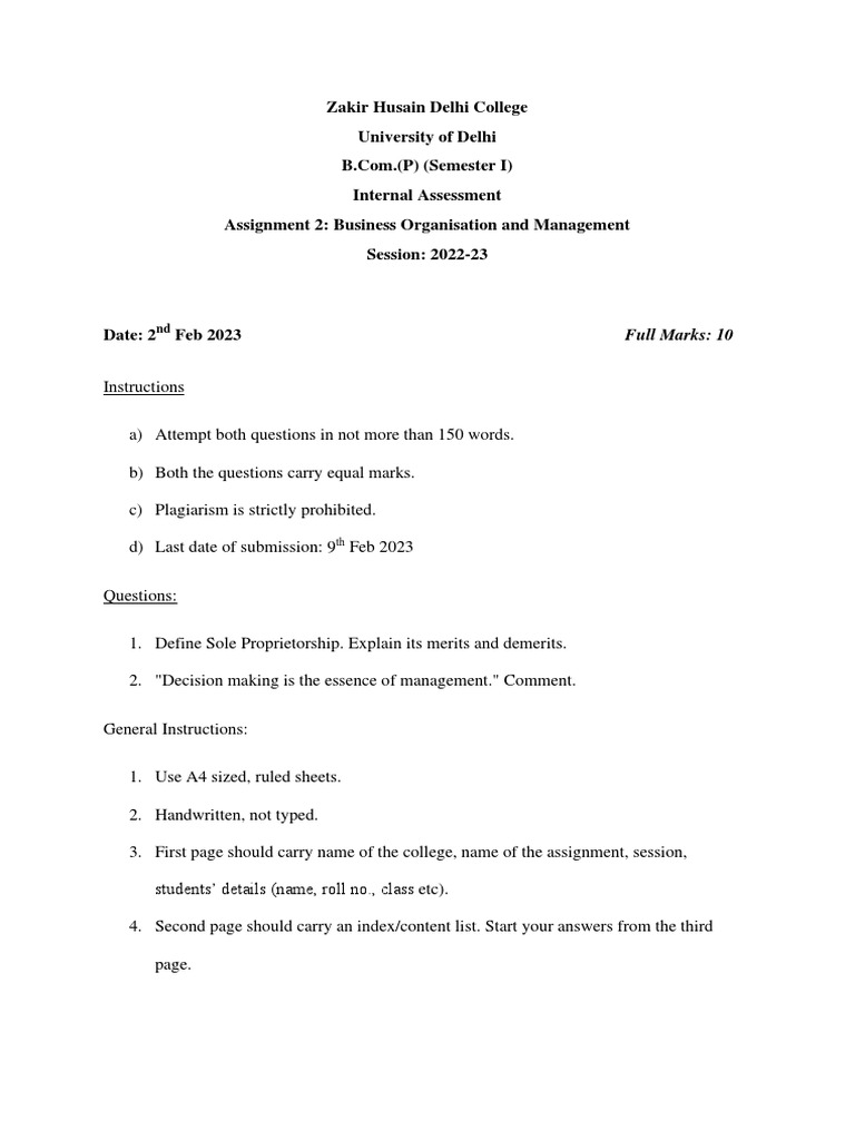Business Organisation Assignment 2 | PDF
