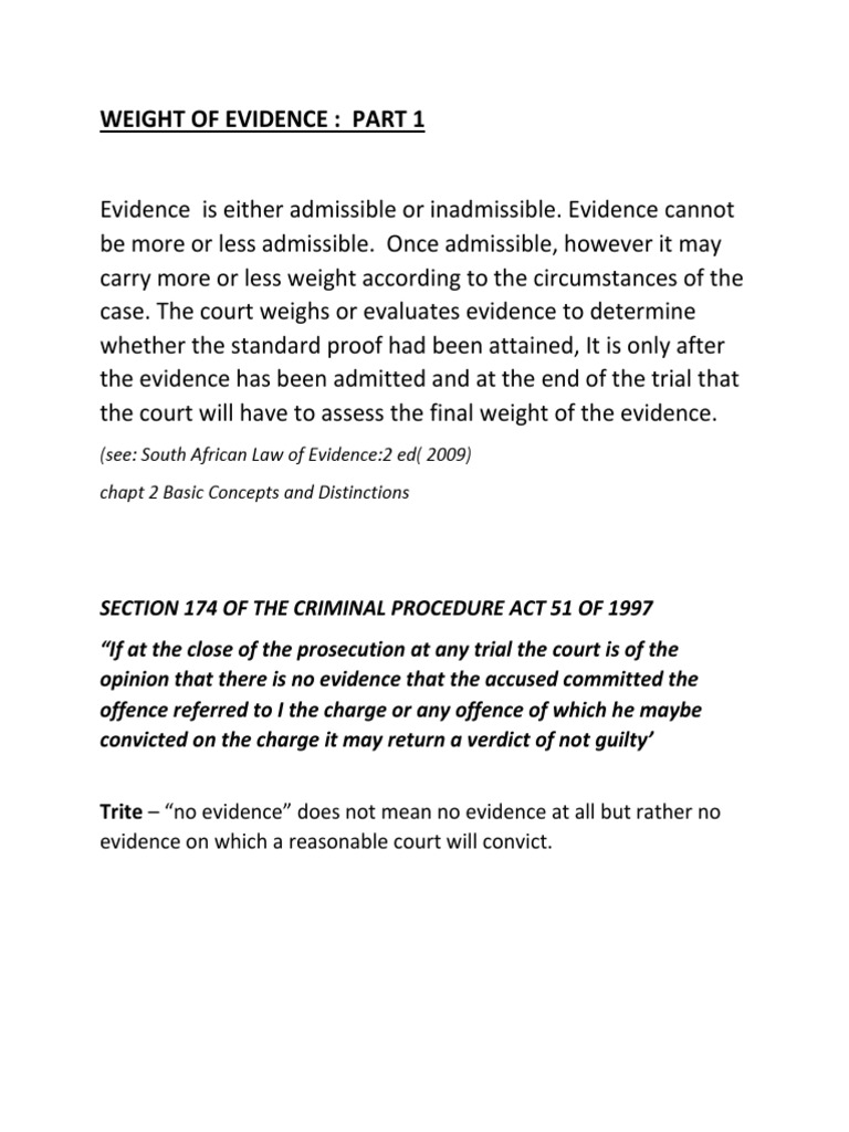 Lesson 2 - Weight of Evidence | PDF