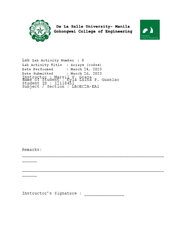 Guanlao - Lab Activity 8 | PDF | Computers | Technology & Engineering
