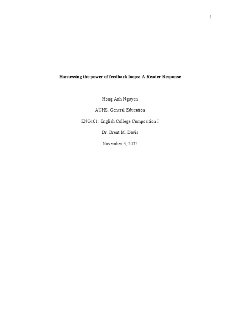 Main - Harnessing The Power of Feedback Loops - A Reader Response | PDF ...