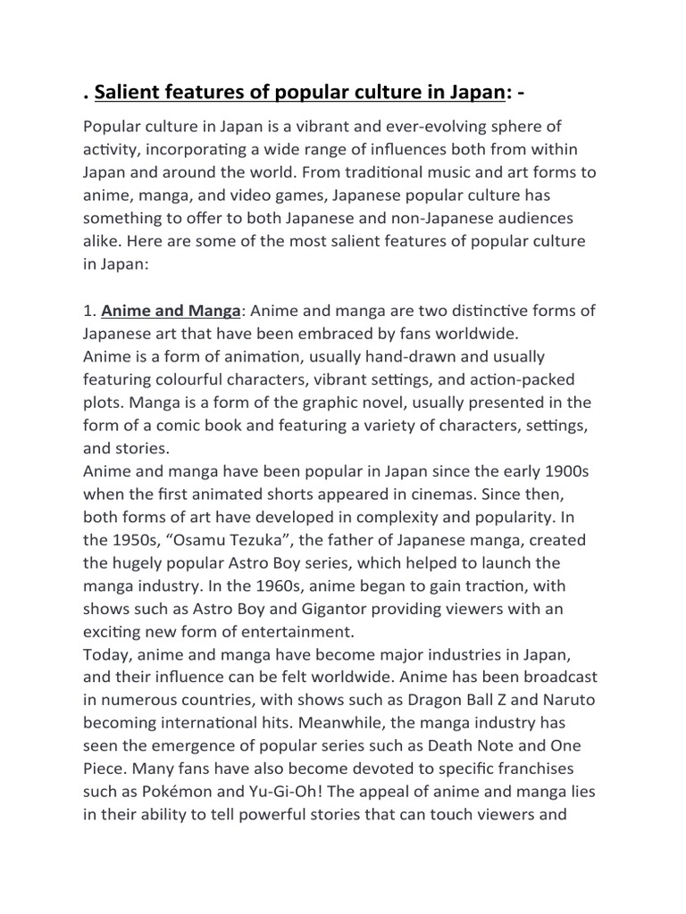 Salient Features of Popular Culture in Japan | Download Free PDF ...