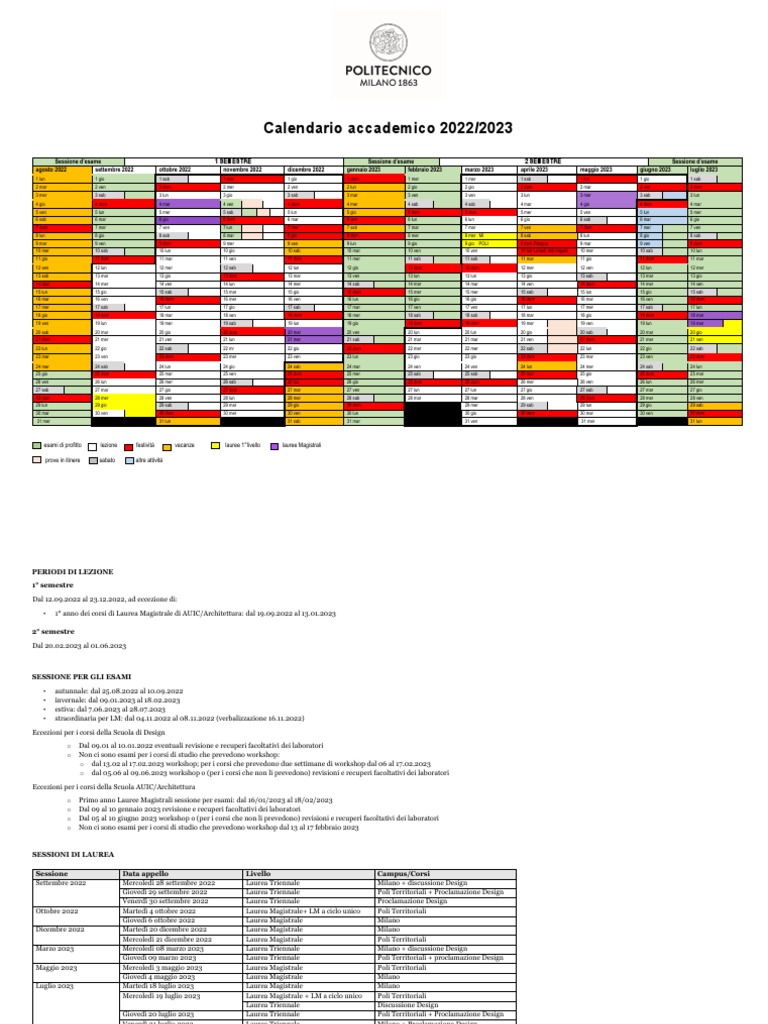 Calendario Polimi | PDF