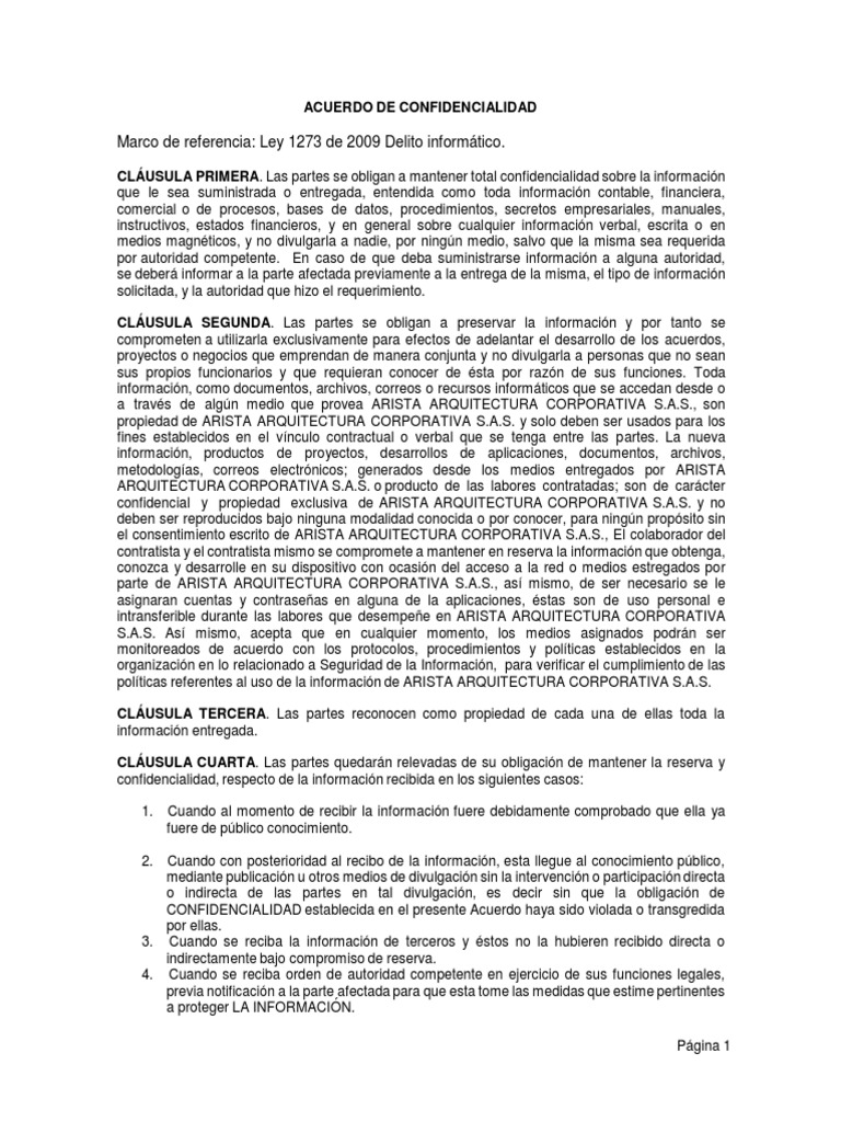 Acuerdo de Confidencialidad PDF | PDF | Acuerdo de no divulgación