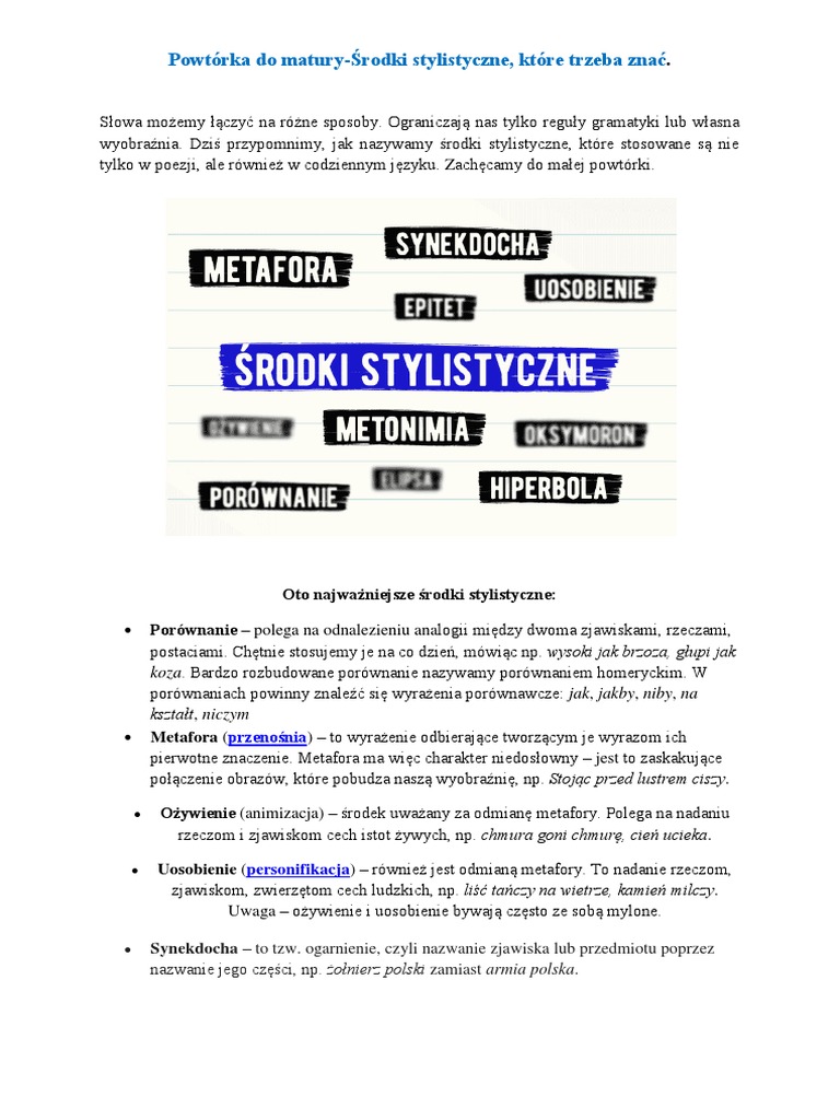 środki stylistyczne | PDF