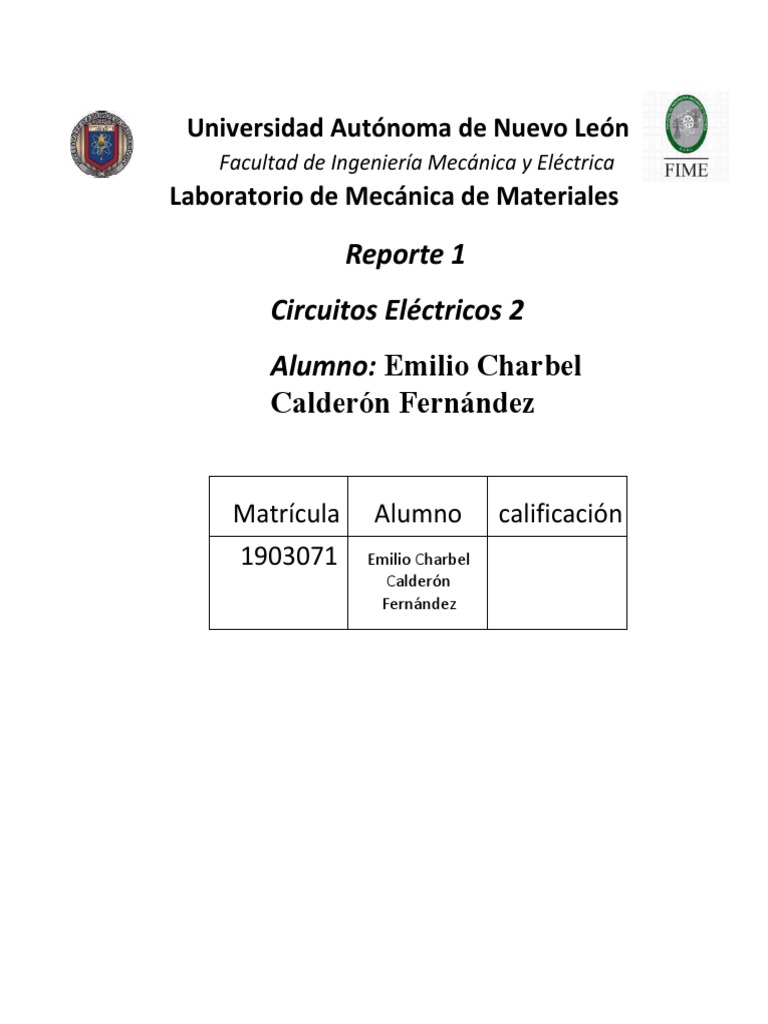 Reporte 1 Circuitos Electricos 2 | PDF