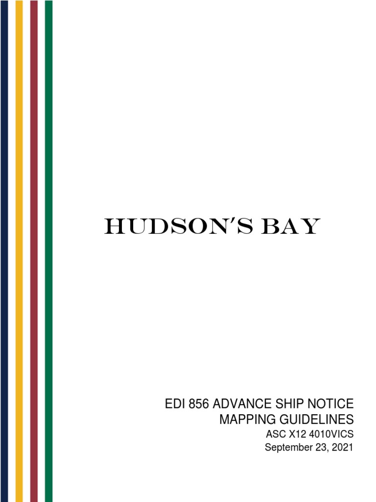Hudson's Bay - EDI 856 Advance Ship Notice PDF | Download Free PDF | Electronic Data Interchange ...