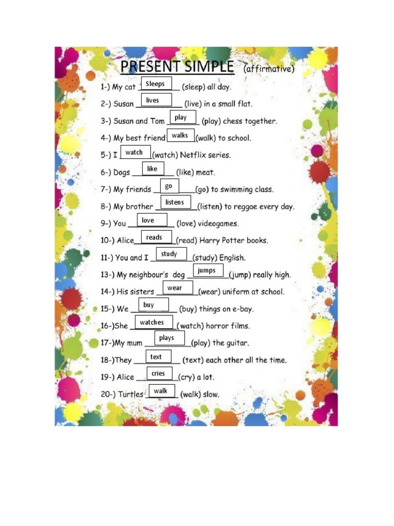 Simple Present Affirmative Sentences | PDF