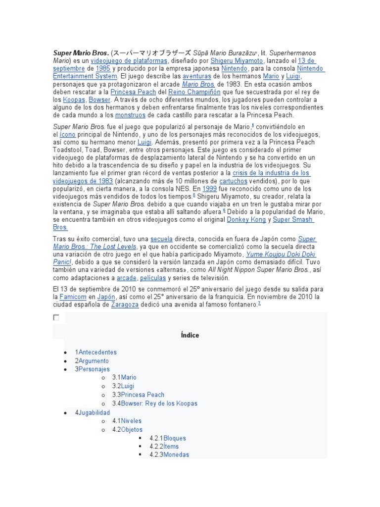 Super Mario Bros | PDF | Mario | Nintendo