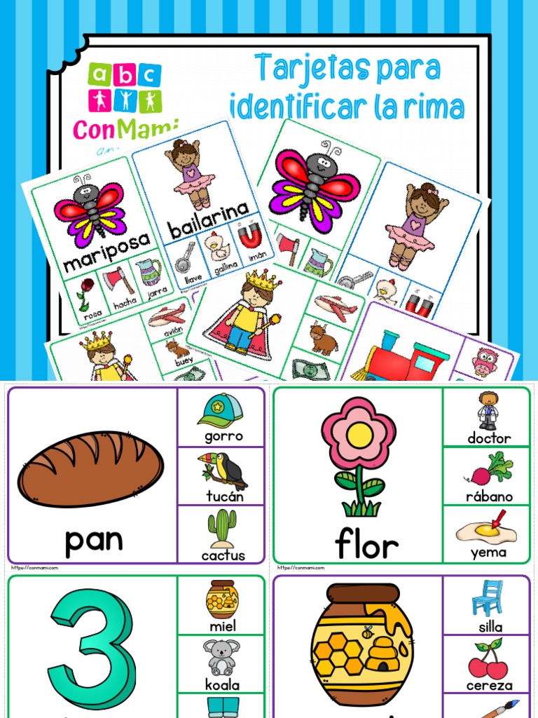 Tarjetas Identificando La Rima Free PDF | PDF